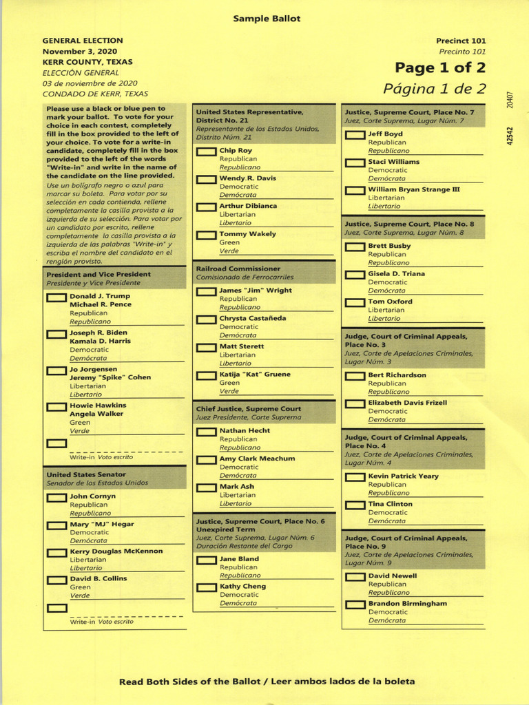 02-2020 Texas Sample Ballot (Kerr County) | PDF