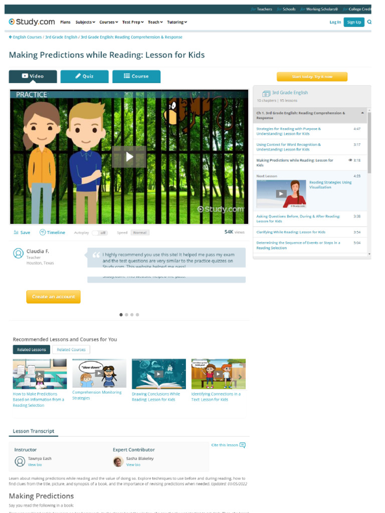 Making Predictions While Reading Lesson For Kids | PDF