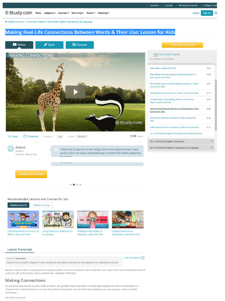 Making Real-Life Connections Between Words & Their Use Lesson for Kids ...