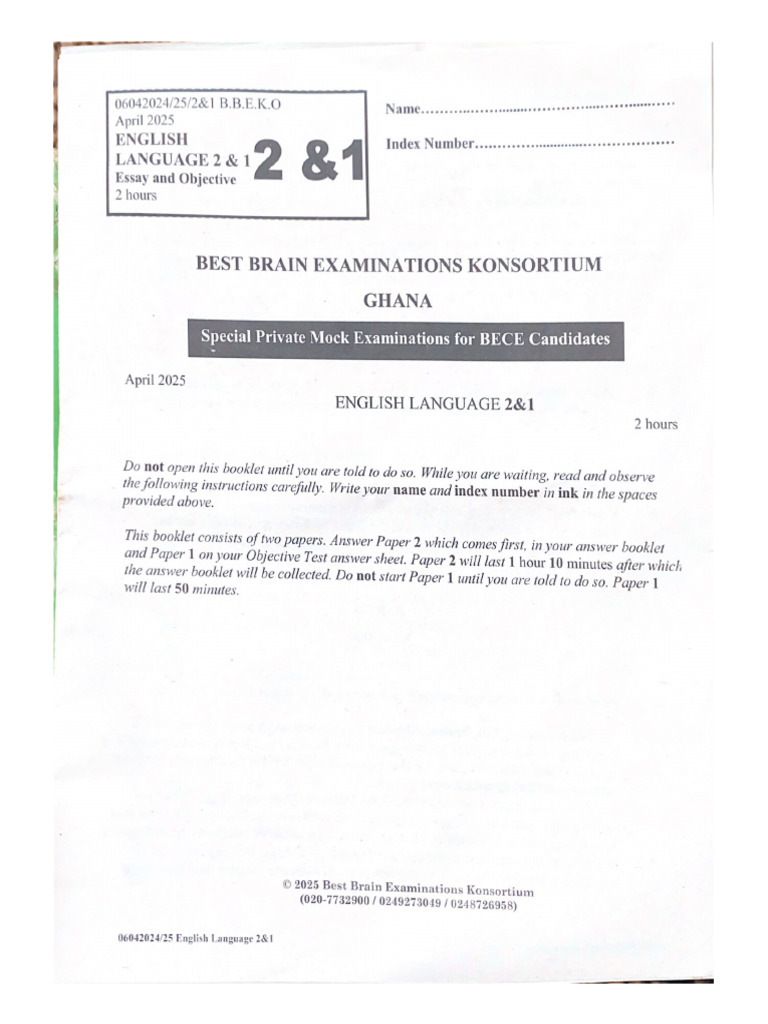 Best Brain Konsortium April 2025 English Language Questions PDF | PDF