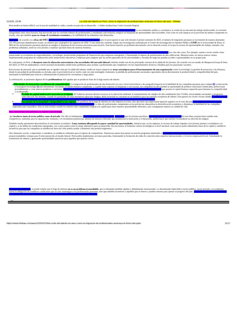 La Crisis Del Talento en Perú Cómo La Migración de Profesionales ...