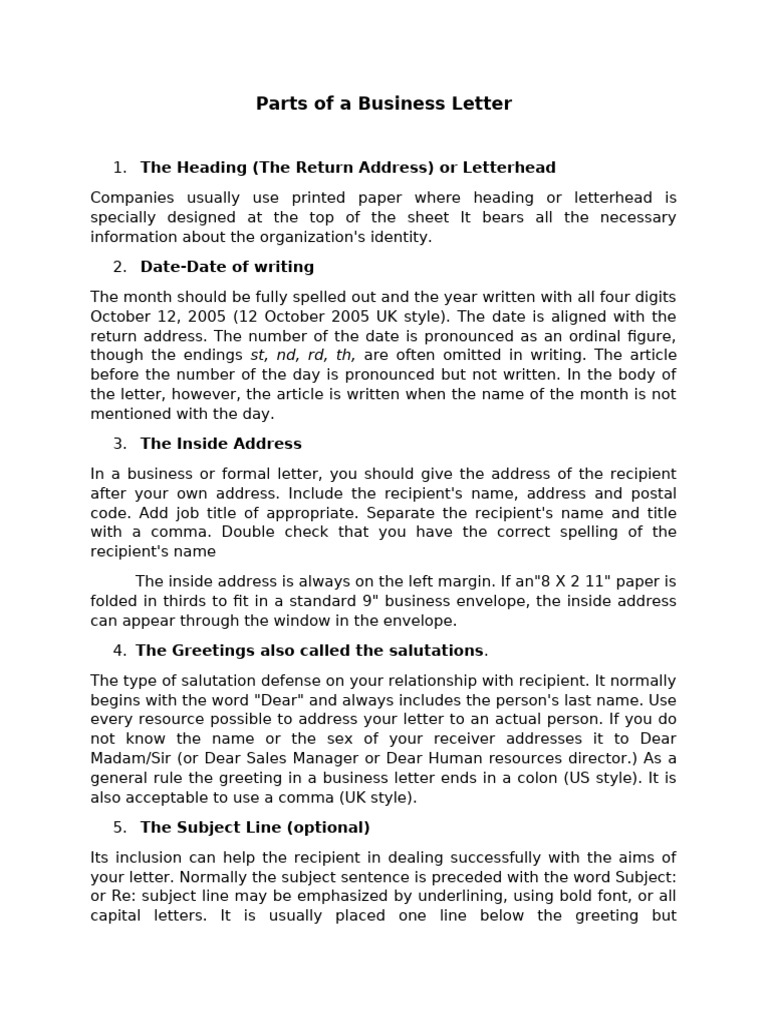 Components of a Business Letter | PDF | Paragraph | Text