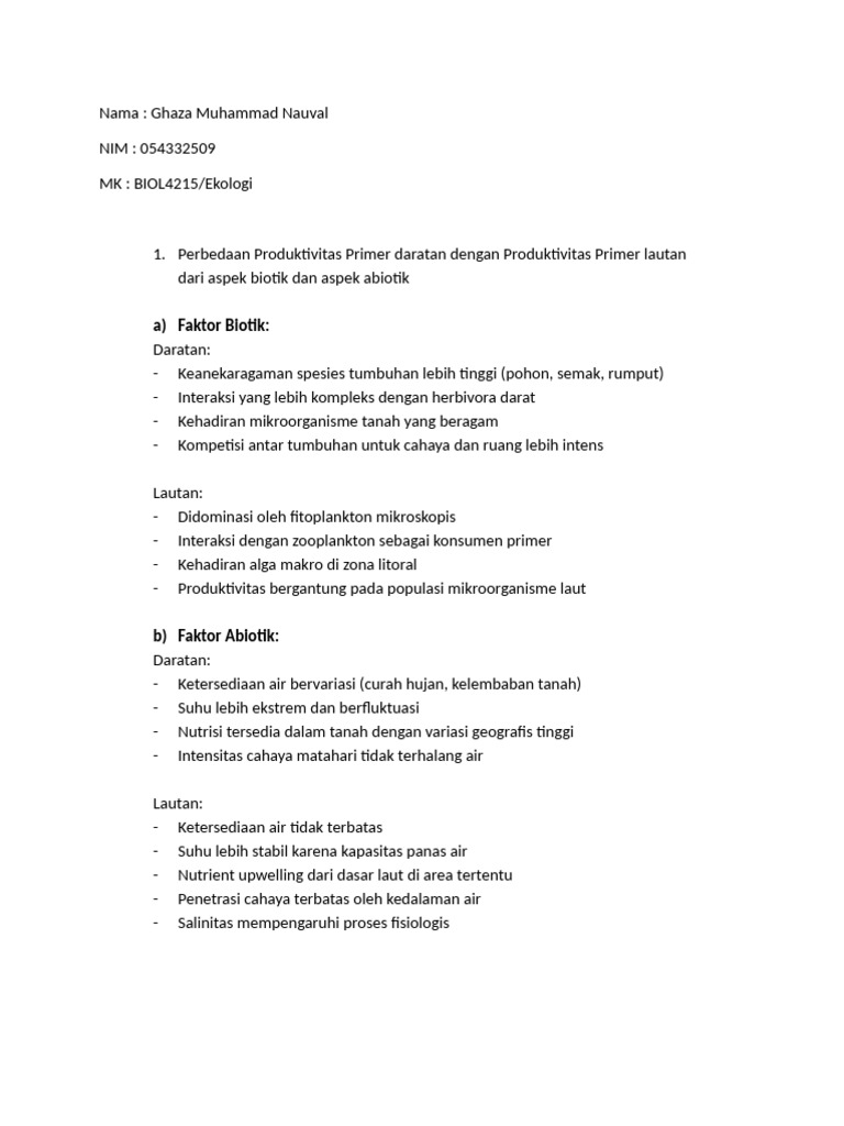 TUGAS 3 EKOLOGI | PDF