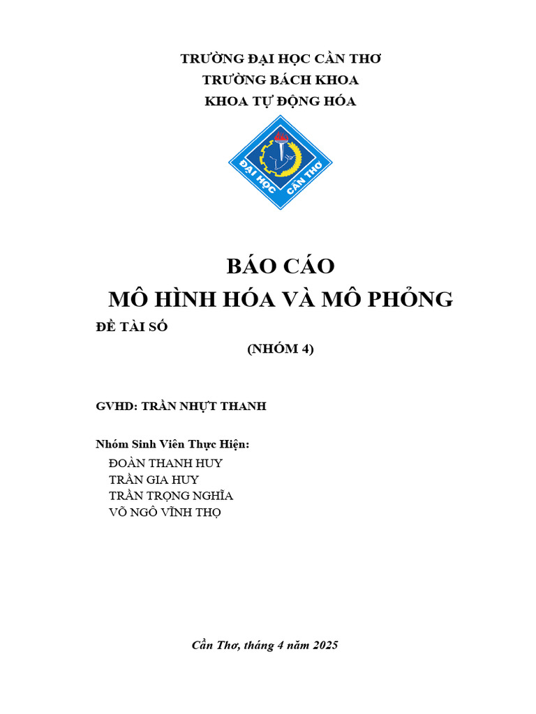 Báo Cáo Mô Hình Hóa Và Mô Phỏng - nhóm4 - đt6 | PDF