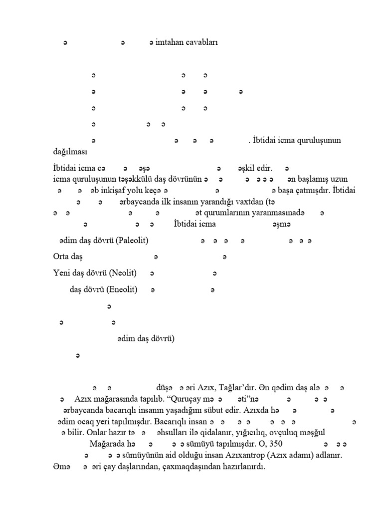 Az Tarixi Imt Cavabları | PDF