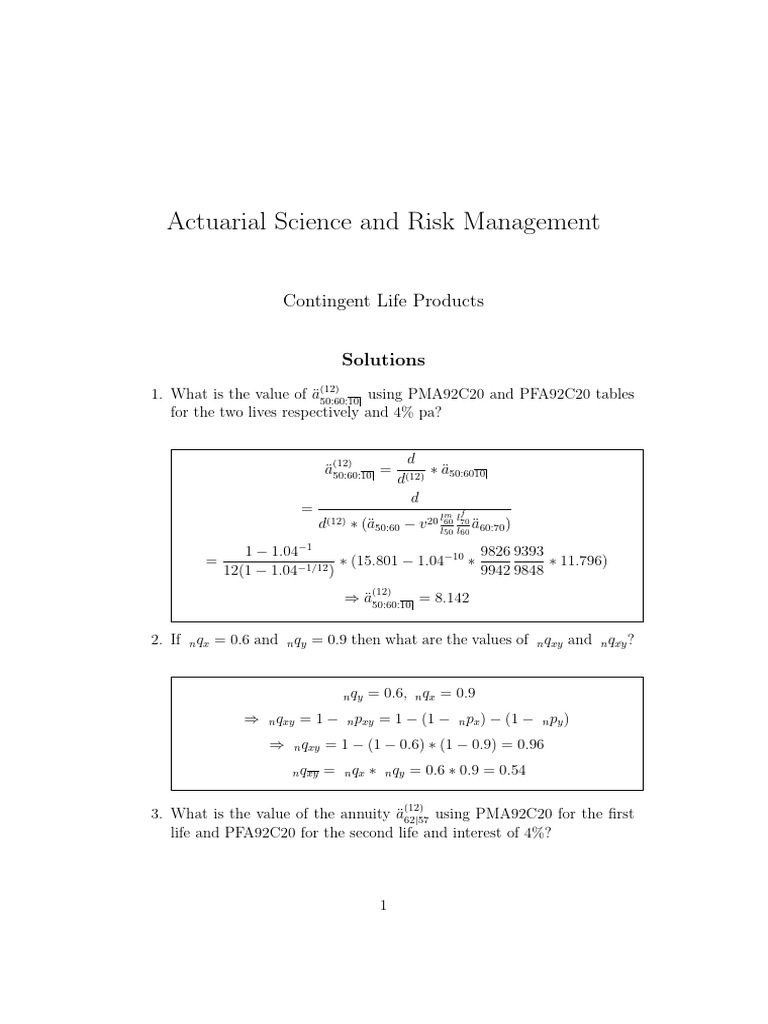 Questions and Answers Contingency | PDF | Financial Services ...