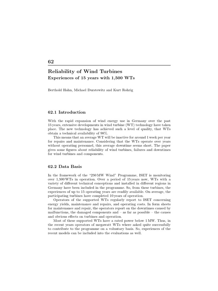 Wind Turbine Reliability Insights | PDF | Reliability Engineering ...