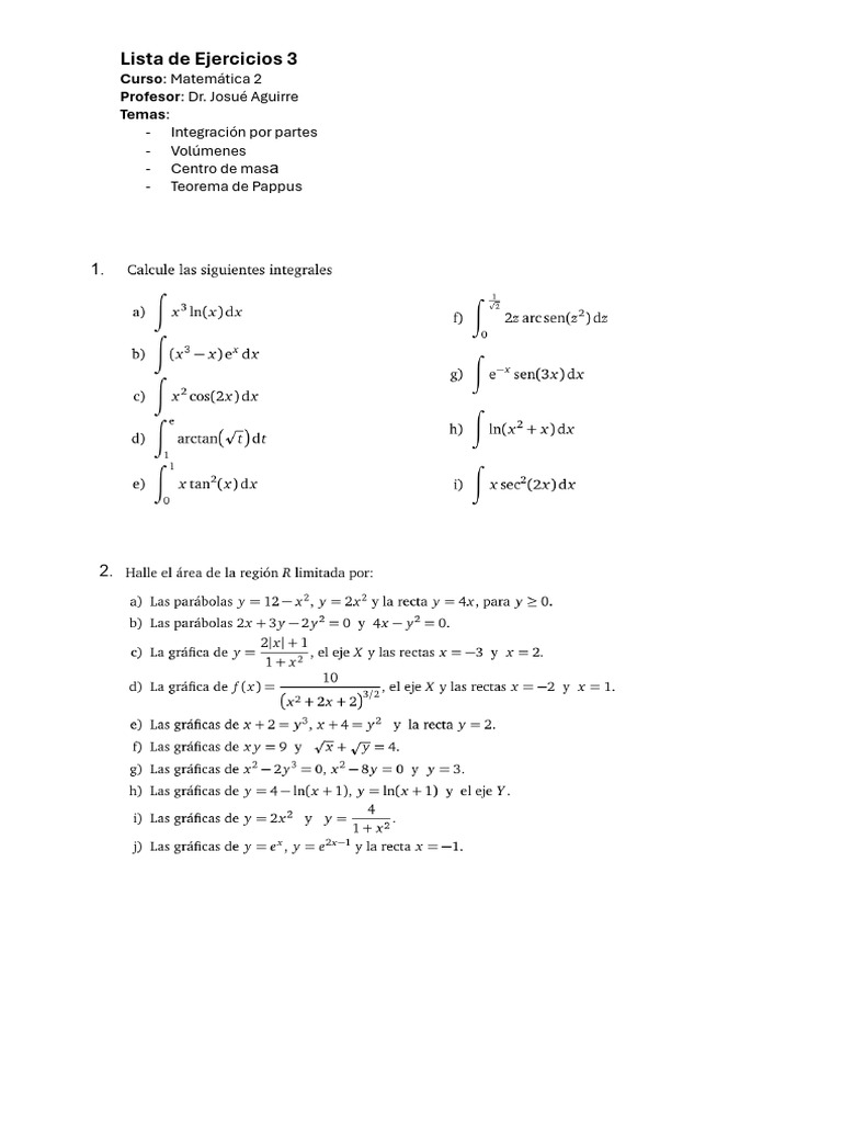 Lista Ejercicios 3 Antiderivadas | PDF