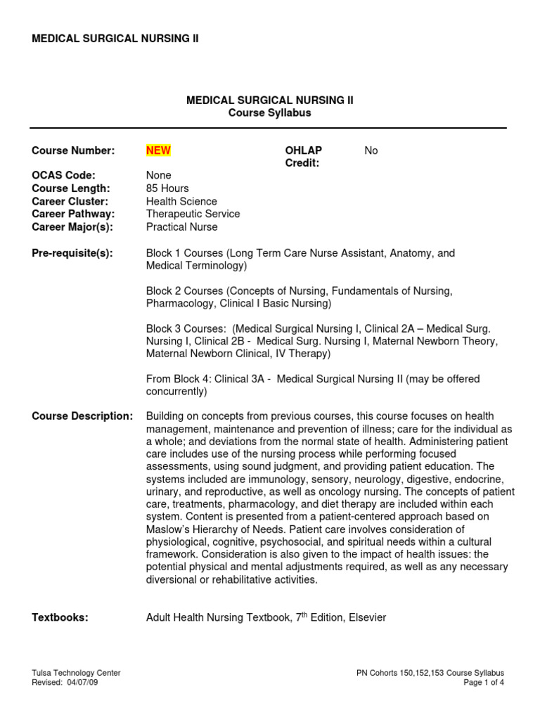 Medical Surgical Nursing I and II | PDF | Nursing | Medical Diagnosis