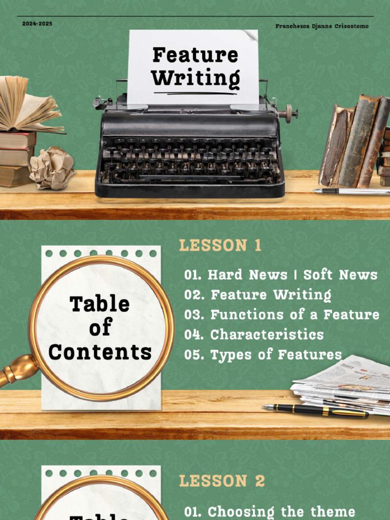 CJ Unit 4 Lessons 1 3 Feature Writing | PDF