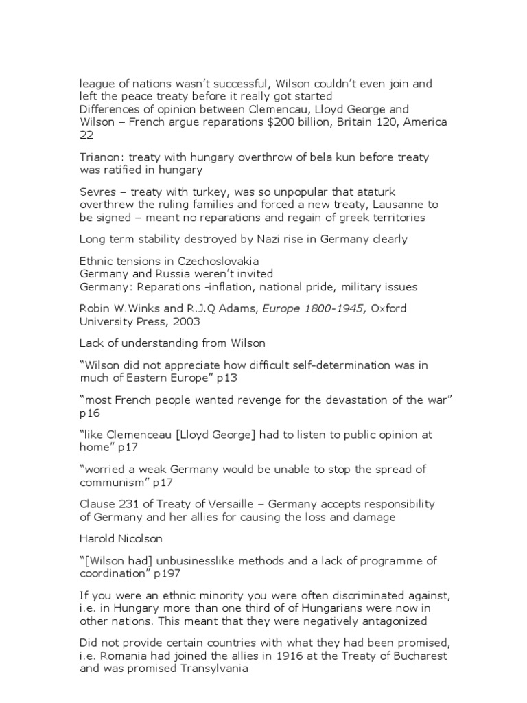 Quotes | World War I Reparations | Treaty Of Versailles