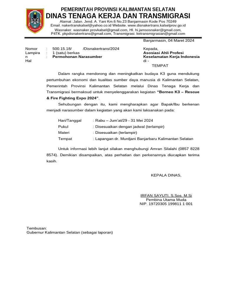 Surat Narsum Expo k3 | PDF