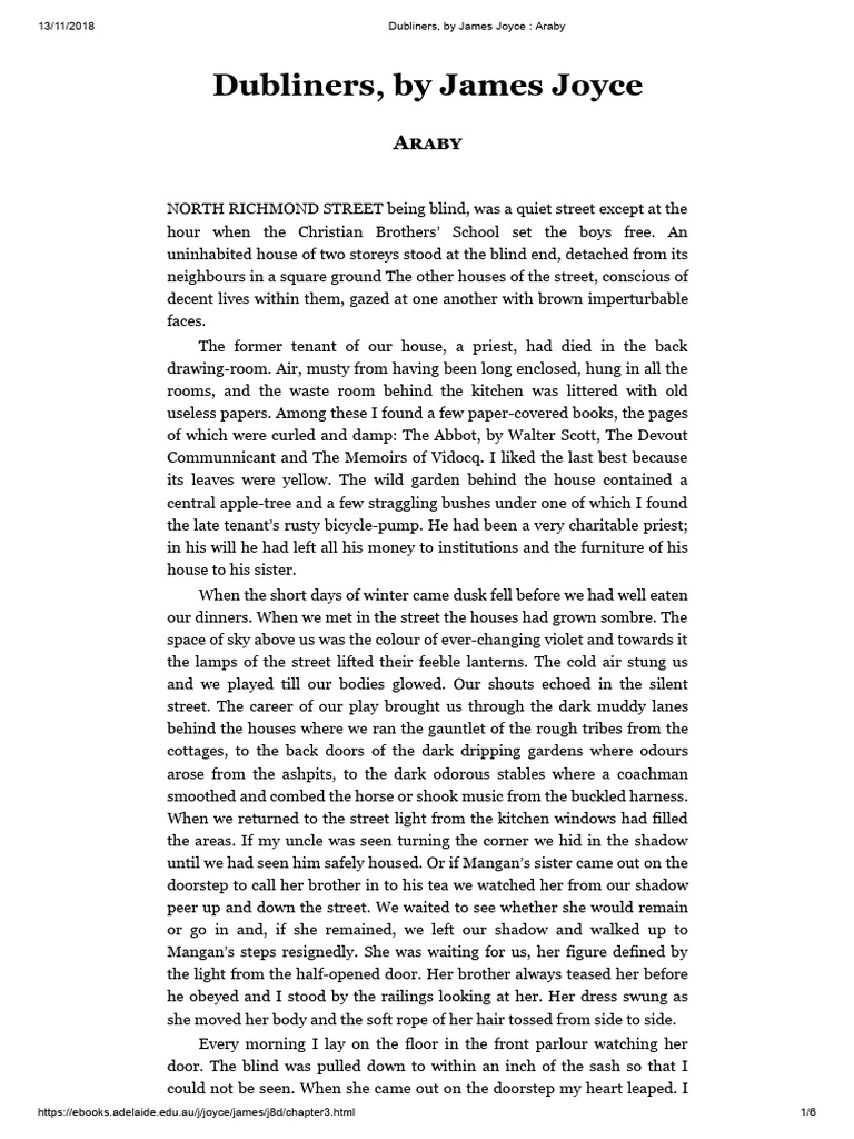 2-Dubliners, by James Joyce - Araby | PDF