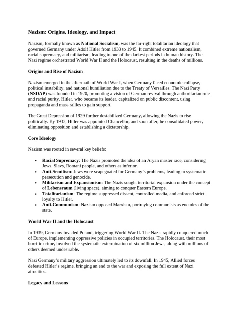 Socialism Principles, History, and Impact Nazism Origins, Ideology, and ...