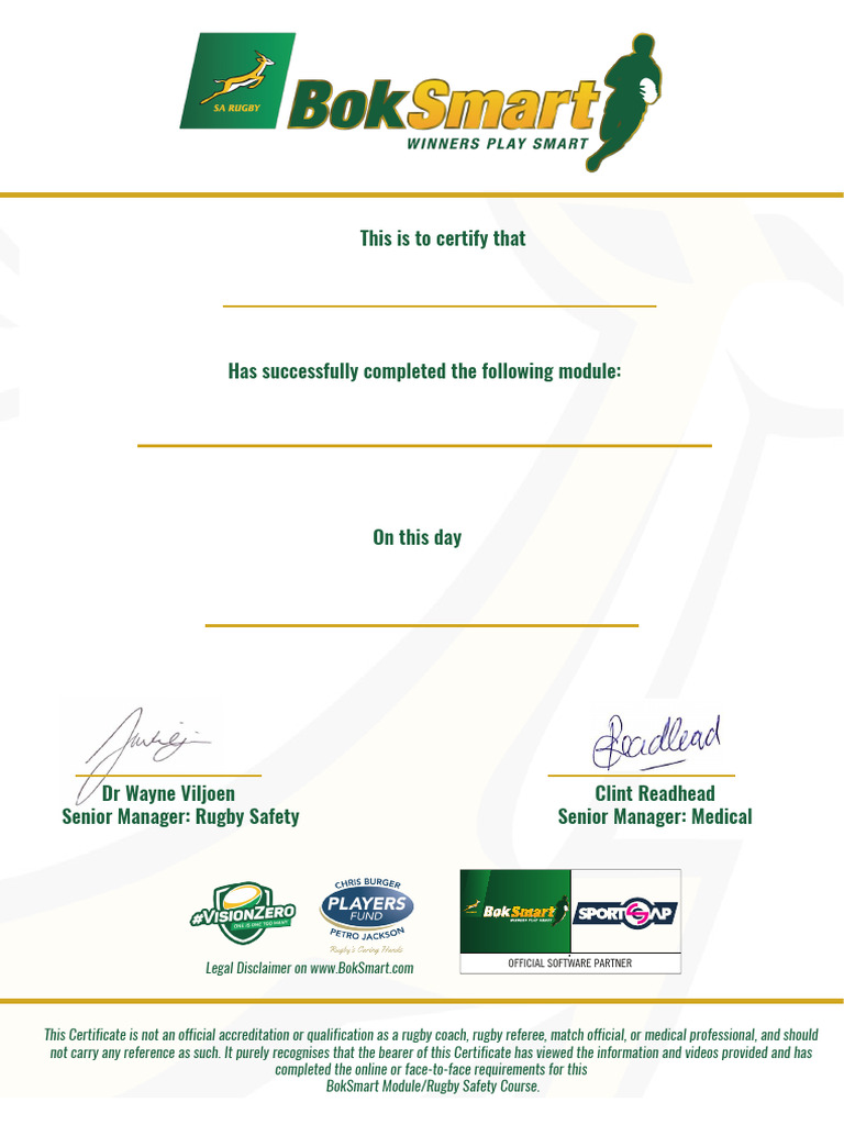 Referees Pre-Match Checklist Certificate | PDF