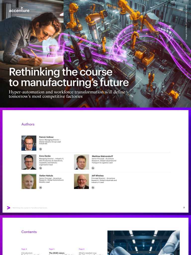 Accenture Rethinking The Course To Manufacturings Future | PDF | Automation | Robot