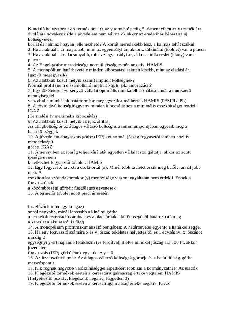 Mikro Lehetséges Kérdések | PDF