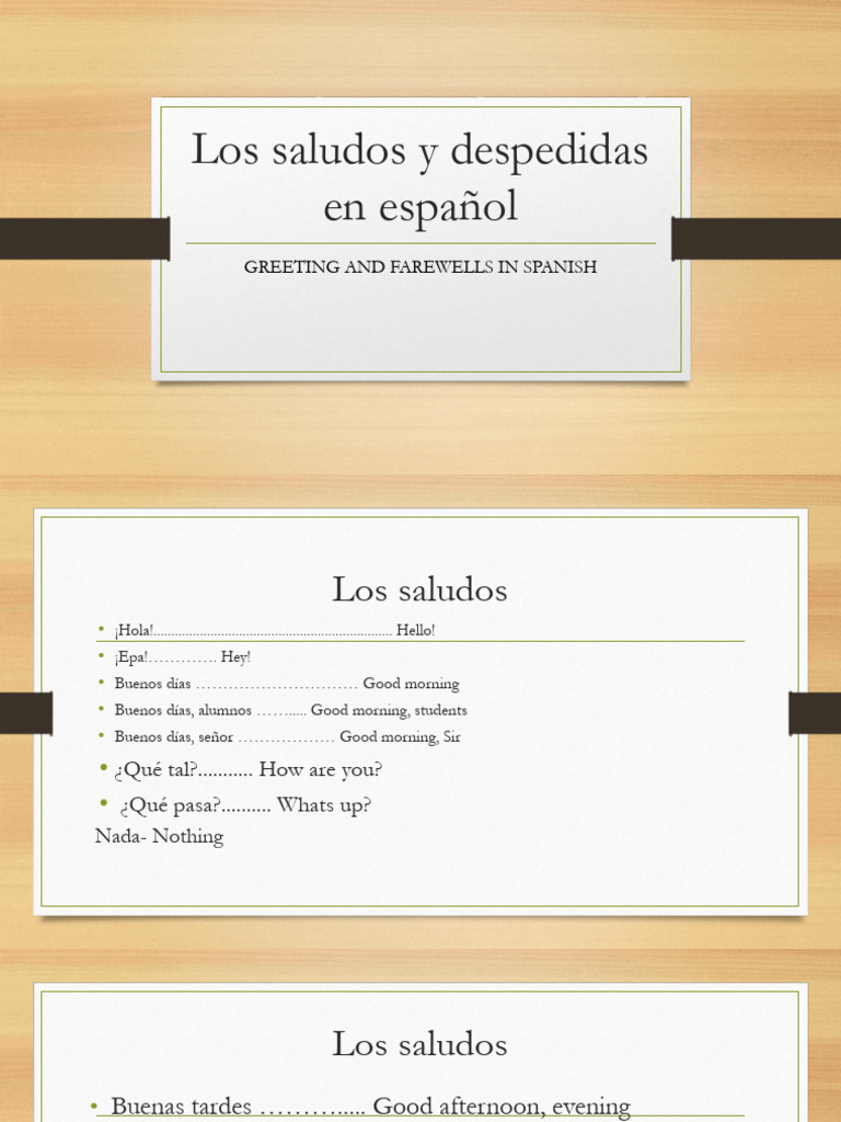 Saludos y Despedidas en Español | PDF