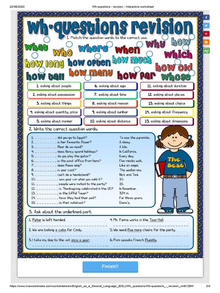 Interactive Wh-Questions Worksheet | PDF