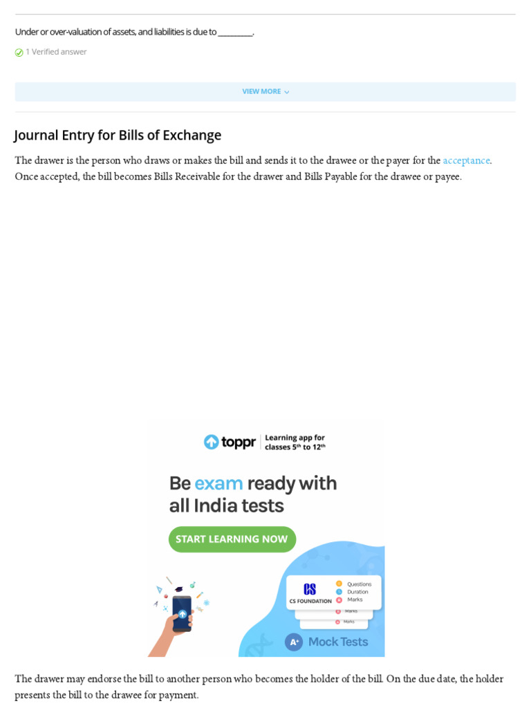 Journal Entries for Bills of Exchange | PDF | Negotiable Instrument ...