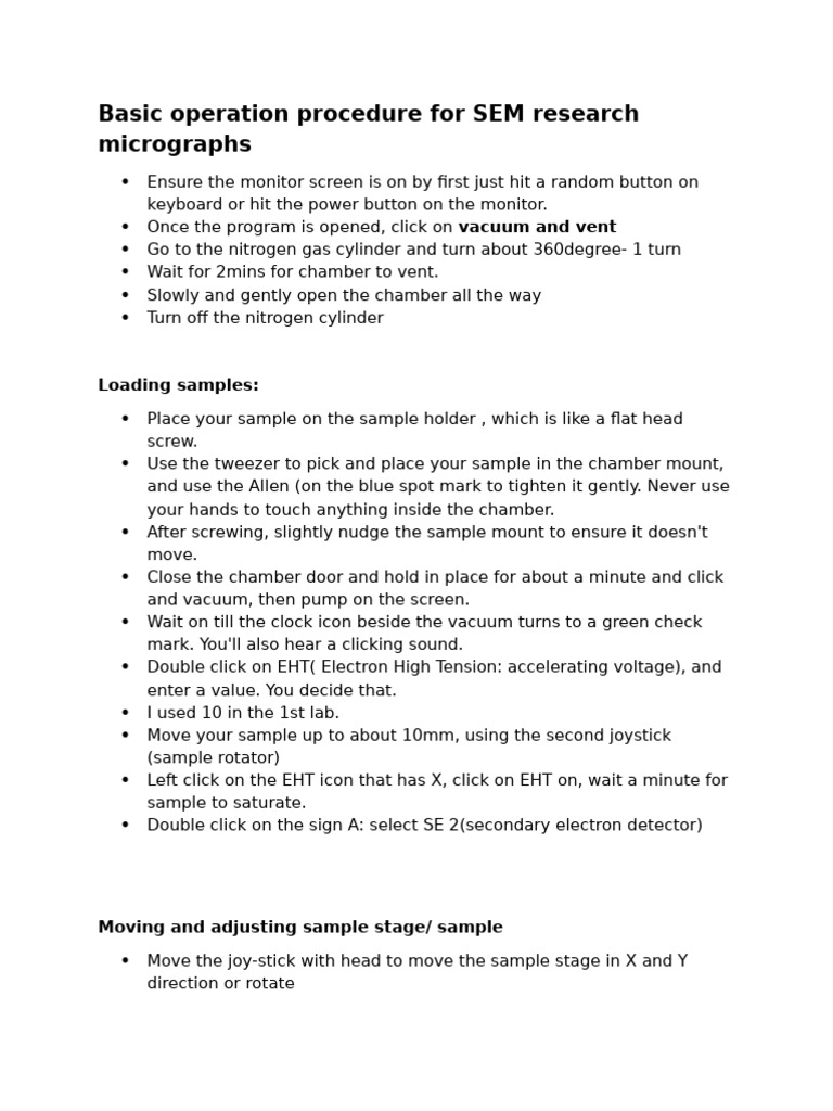 Zeiss SEM Basic Operation Guide | PDF | Scanning Electron Microscope ...