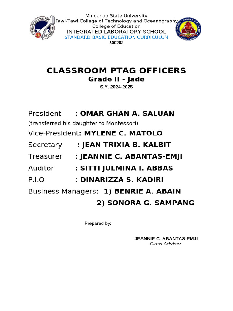 Classroom PTAG Officers | PDF
