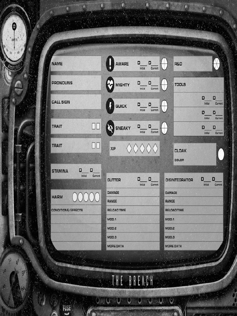 The Breach Character Sheet Fillable | PDF