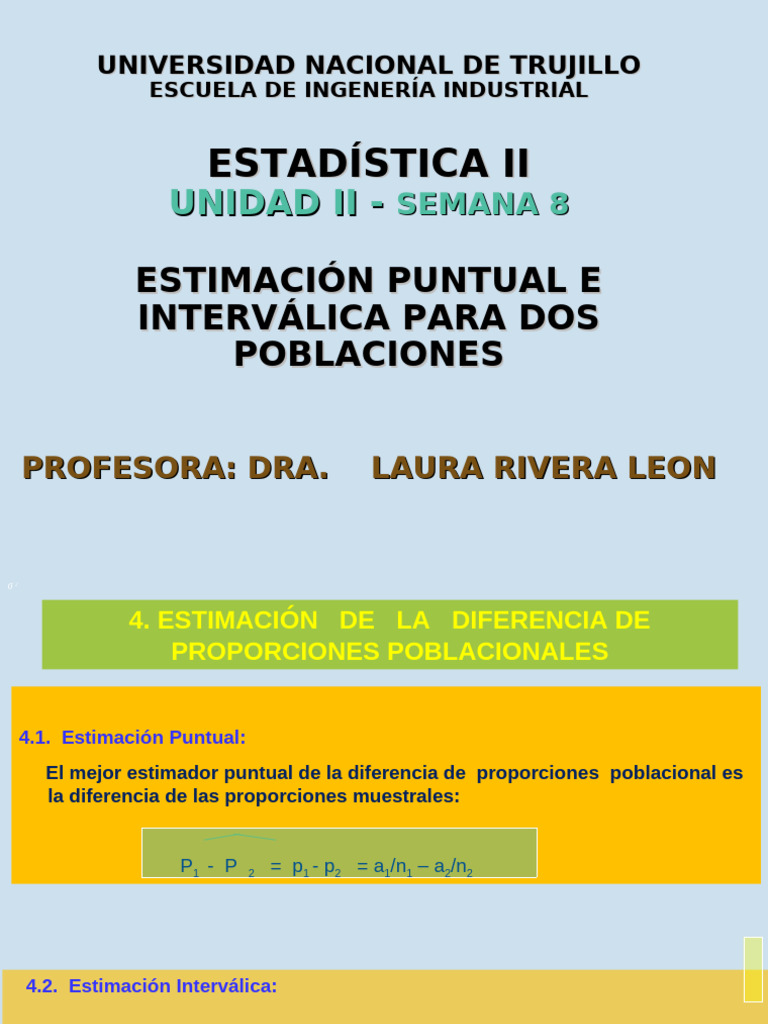 s8 Estimacion Puntual e Intervalica Para Dos Parametros | PDF | Teoría de la estimación ...