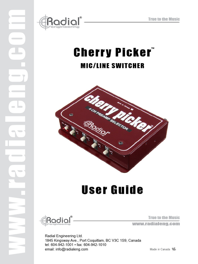 Radial Cherry Picker User Guide | PDF | Microphone | Audio Engineering