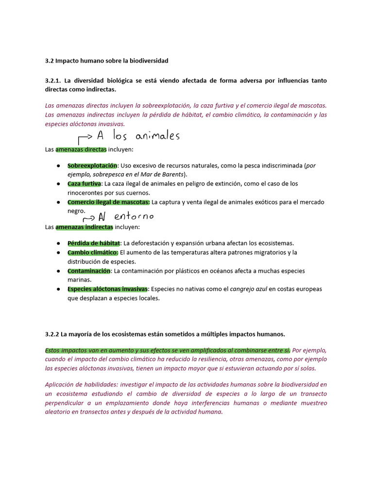 Impacto humano en la biodiversidad | PDF | Biodiversidad | Especies ...
