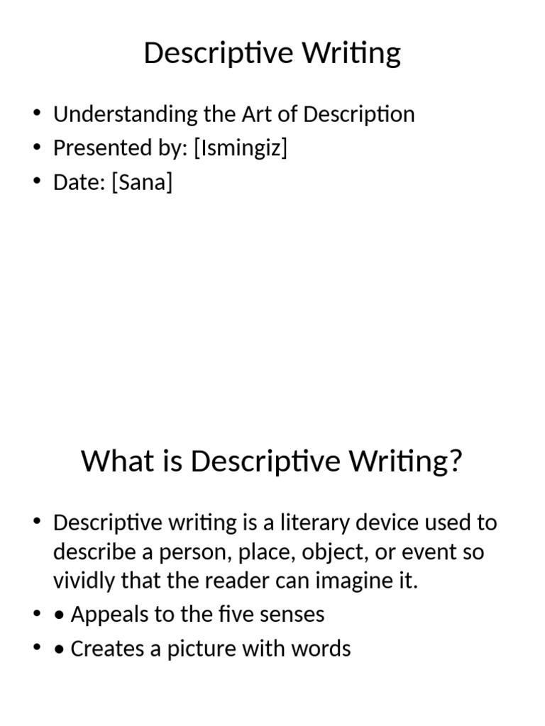 Mastering Descriptive Writing Techniques | PDF