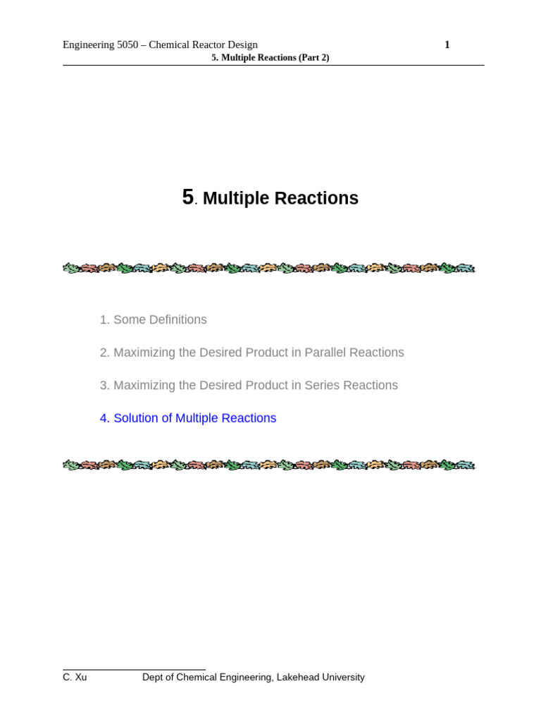 Multiple Reactions (Part 2) | PDF | Stoichiometry | Chemical Reactor
