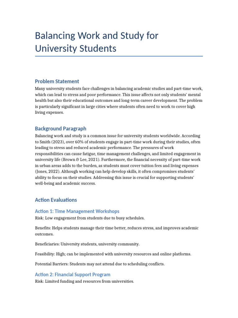 Balancing Work and Study for Students | PDF
