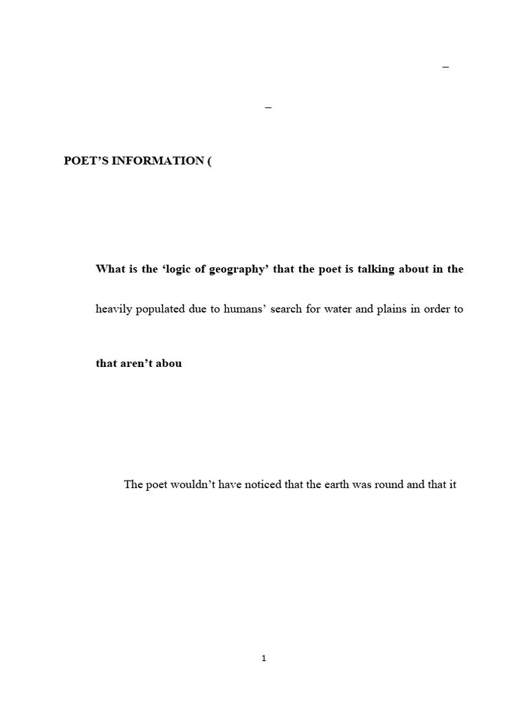 Insights from the Geography Lesson Poem | PDF | Geography | Poetry