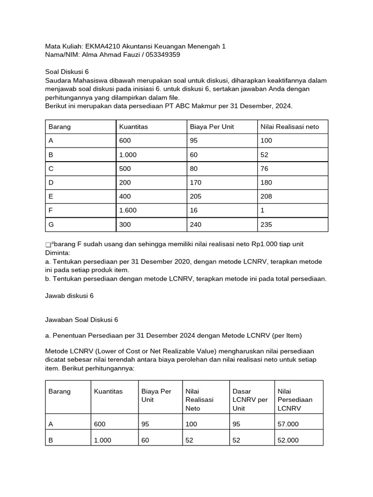 Jawab Diskusi 6 EKMA4210 Akuntansi Keuangan Menengah 1 053349359 Alma ...