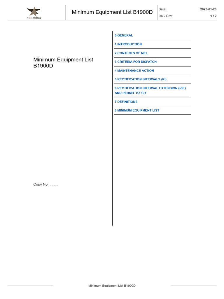 B1900D Minimum Equipment List (MEL) | PDF | Visual Flight Rules ...