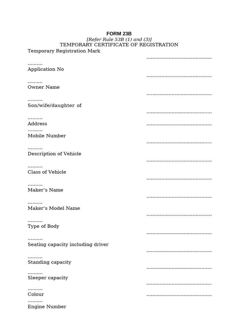 Form 23B | PDF | Transport | Vehicles