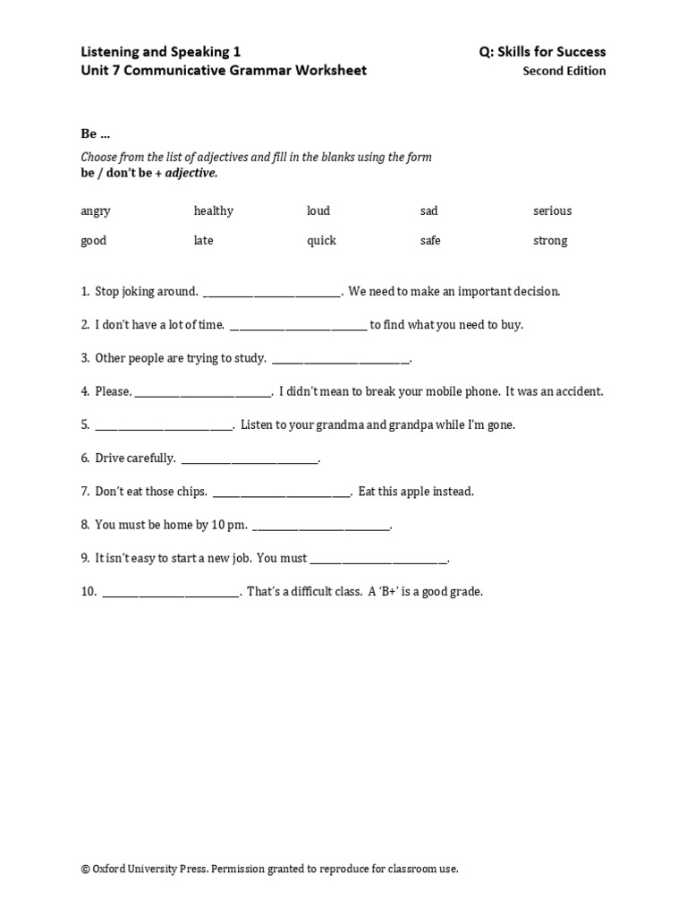 Q2e LS1 U07 GrammarWorksheet | PDF