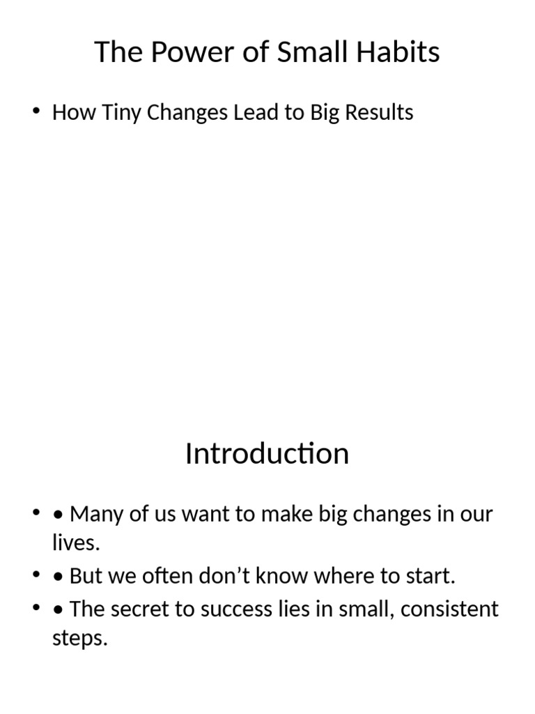 The Power of Small Habits | PDF