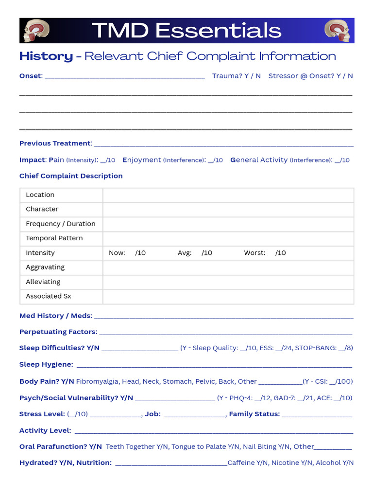 Module 2 TMD Essentials Clinician Evaluation Form Military Edits | PDF ...