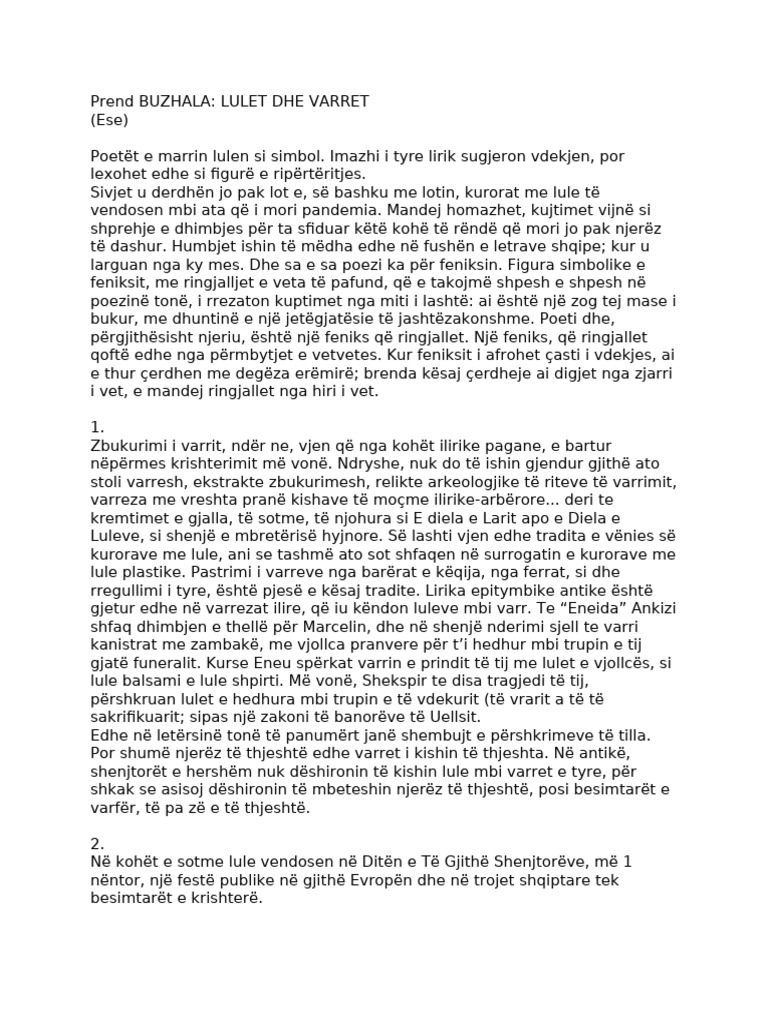 Prend BUZHALA, LULET DHE VARRET | PDF