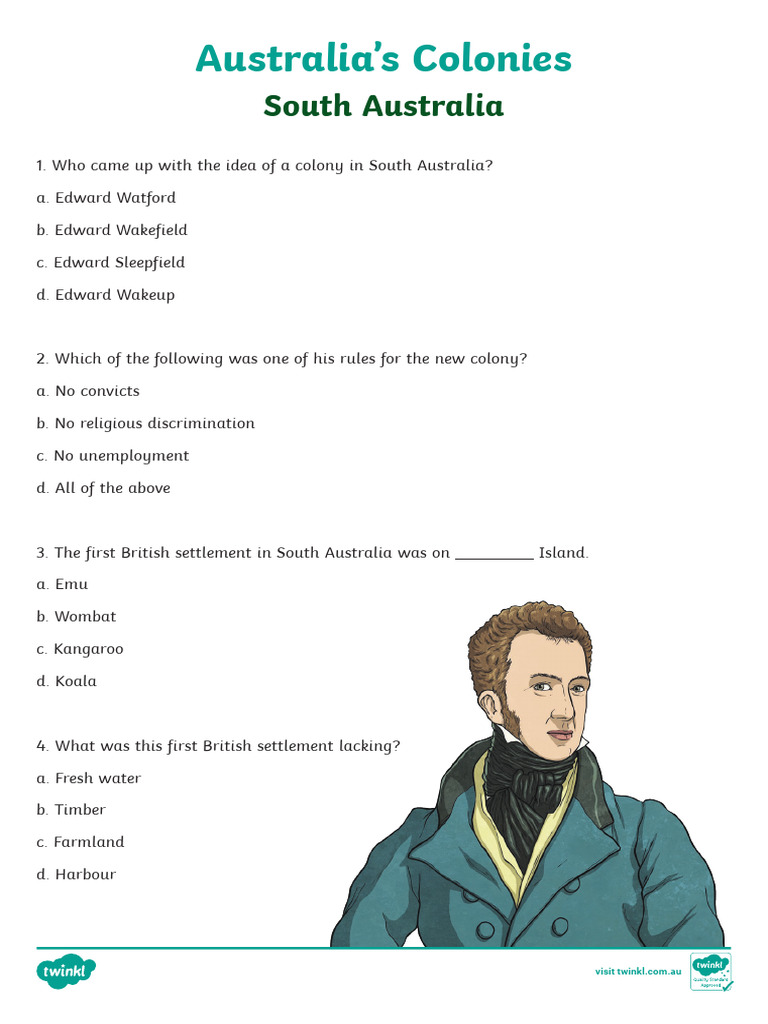 Australia's Colonies South Australia Quiz | PDF