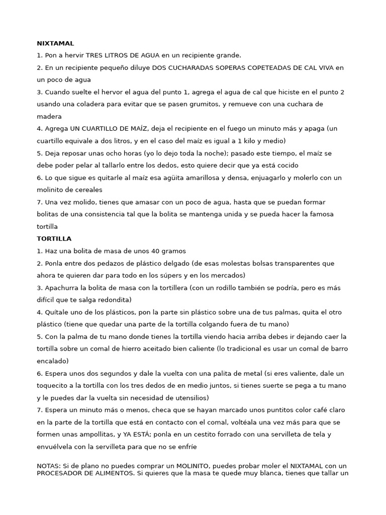 Proceso para hacer nixtamal y tortillas | PDF | Cocina occidental ...