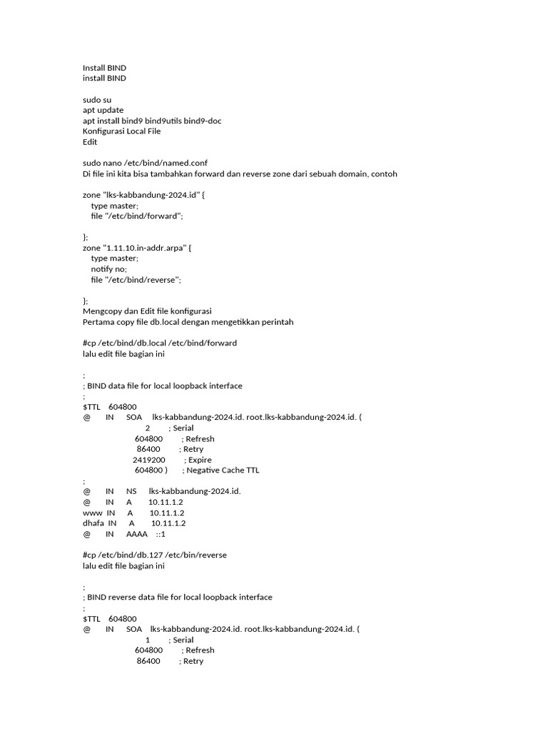 Panduan Instalasi BIND dan Apache2 | PDF