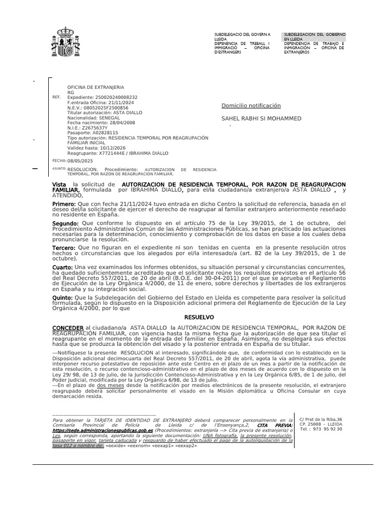 Resolucion Asta Diallo | PDF | Visa de viaje | Gobierno