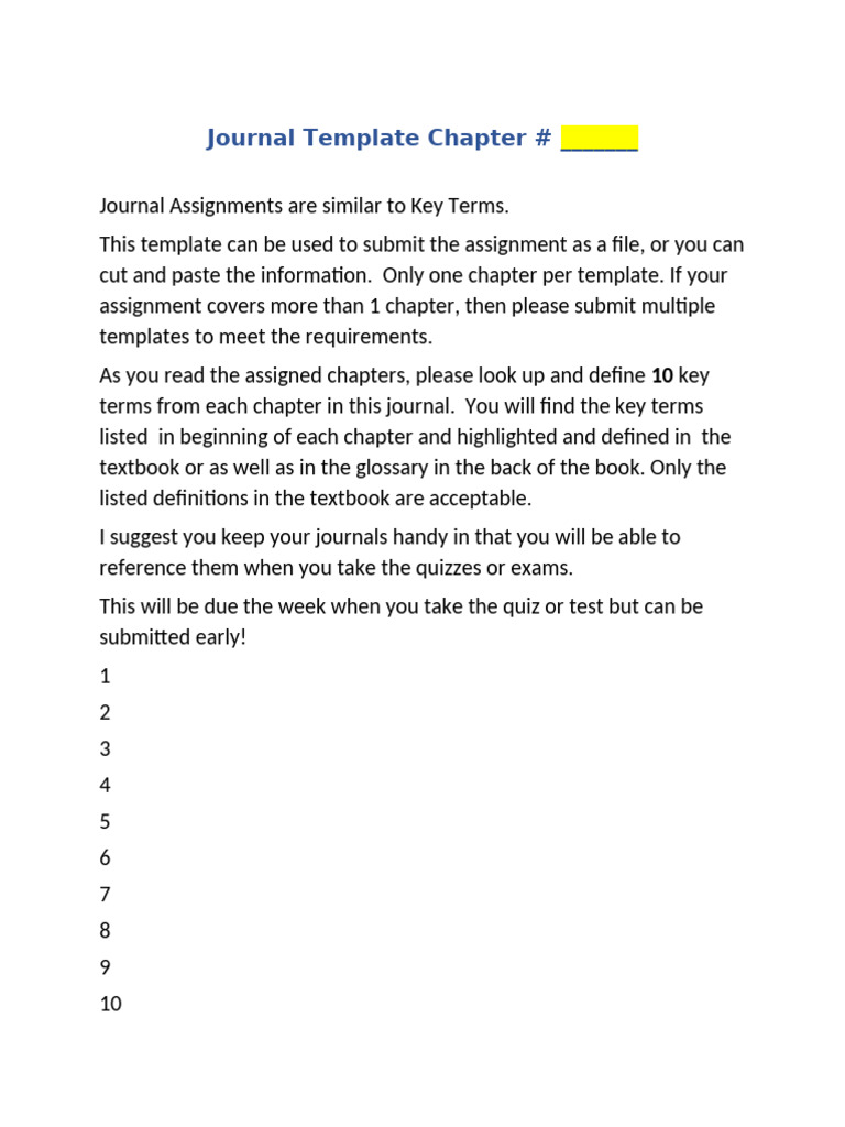 AJ Journal Template 10 Terms | PDF