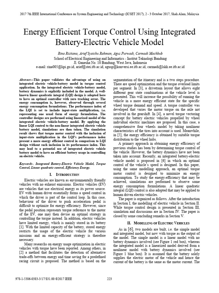 Energy-Efficient Torque Control for EVs | PDF | Electric Vehicle ...