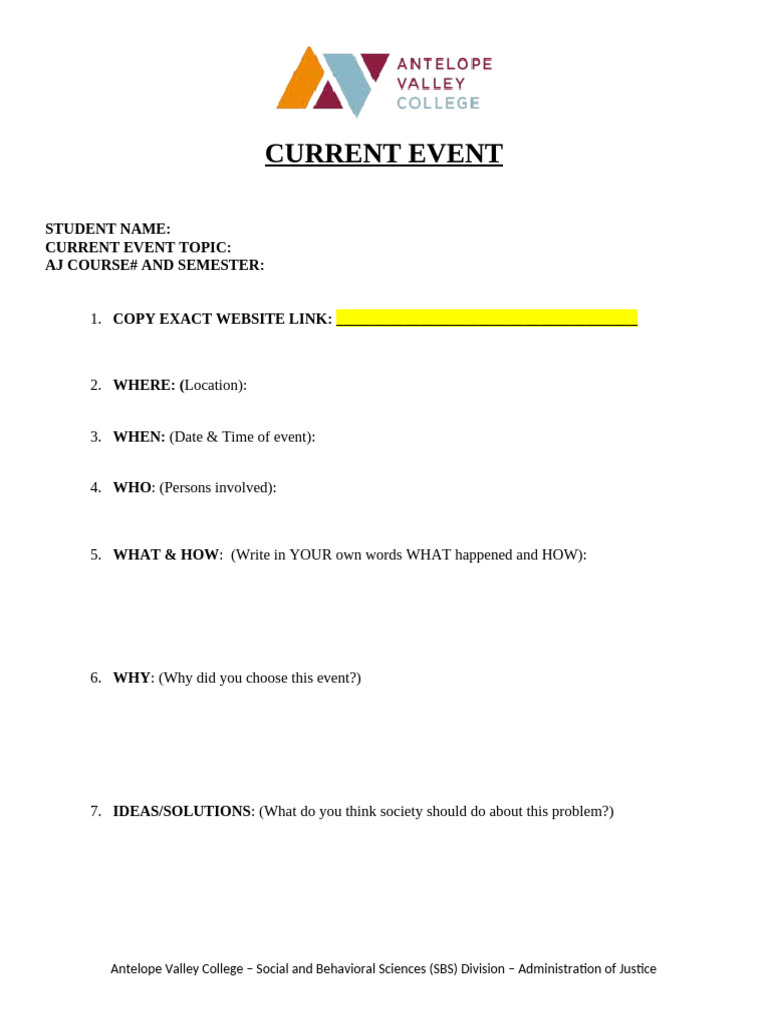 Current Event Template 2024 | PDF