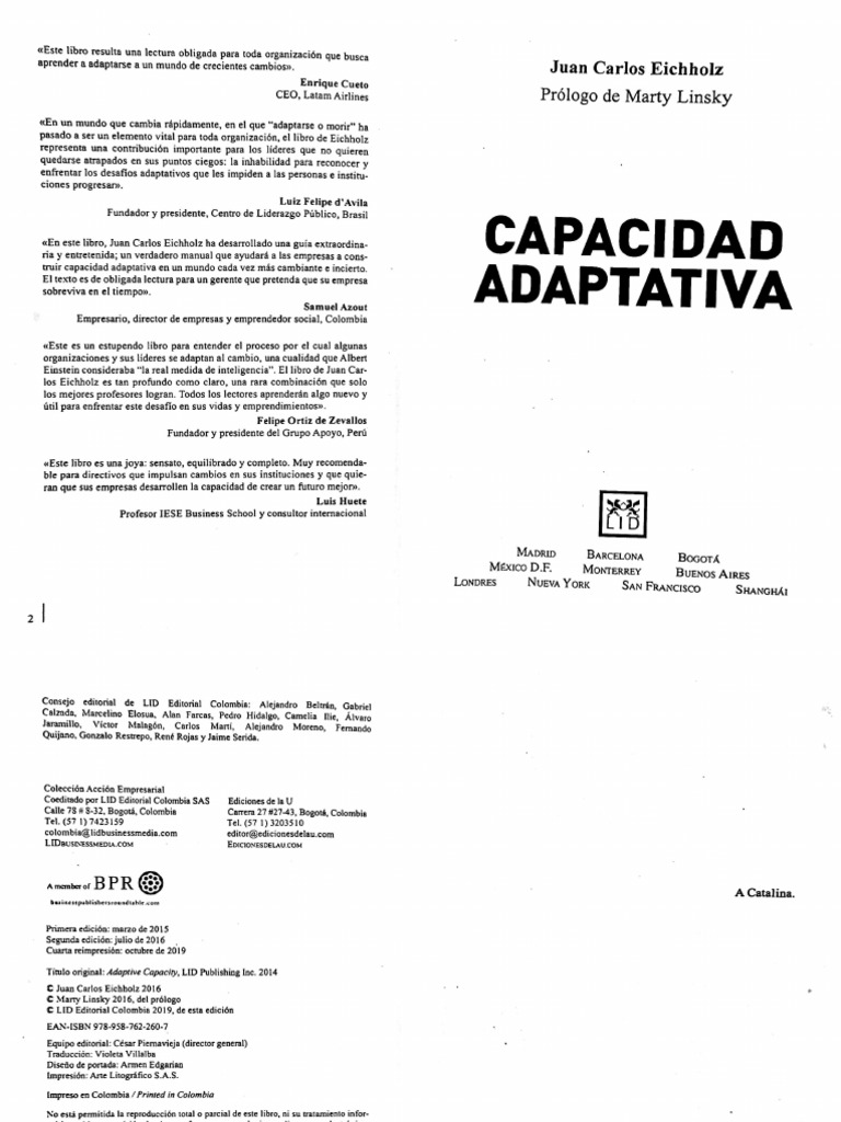 Libro Capacidad Adaptativa Juan Carlos Eichholz | PDF