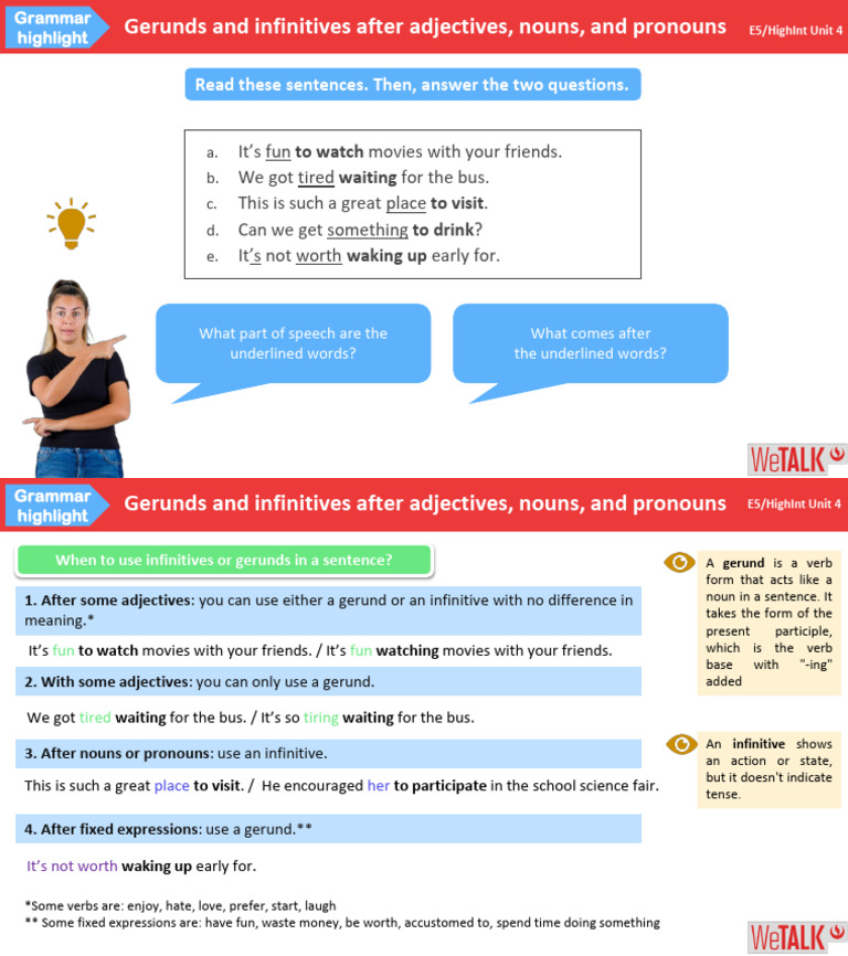 E5 - HI U7 Gerunds and Infinitives After Adjectives, Nouns, and Pronouns - GrammarCheck PDF ...